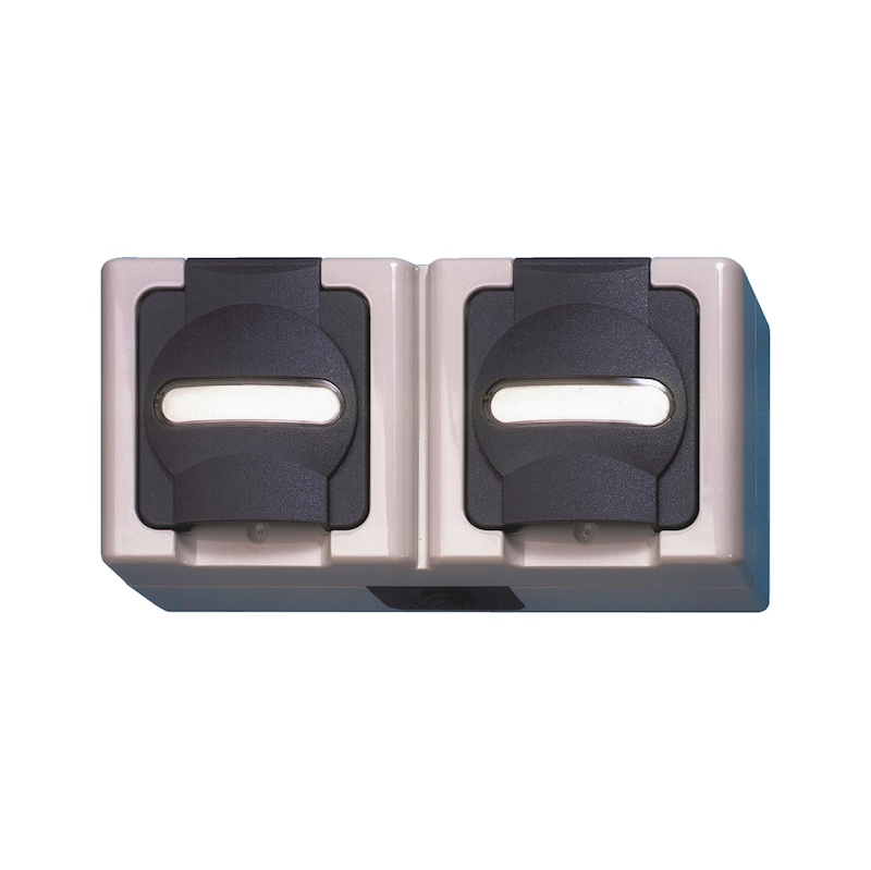Buy Twin socket horiz. ELMO, surface-mountd, damp room online