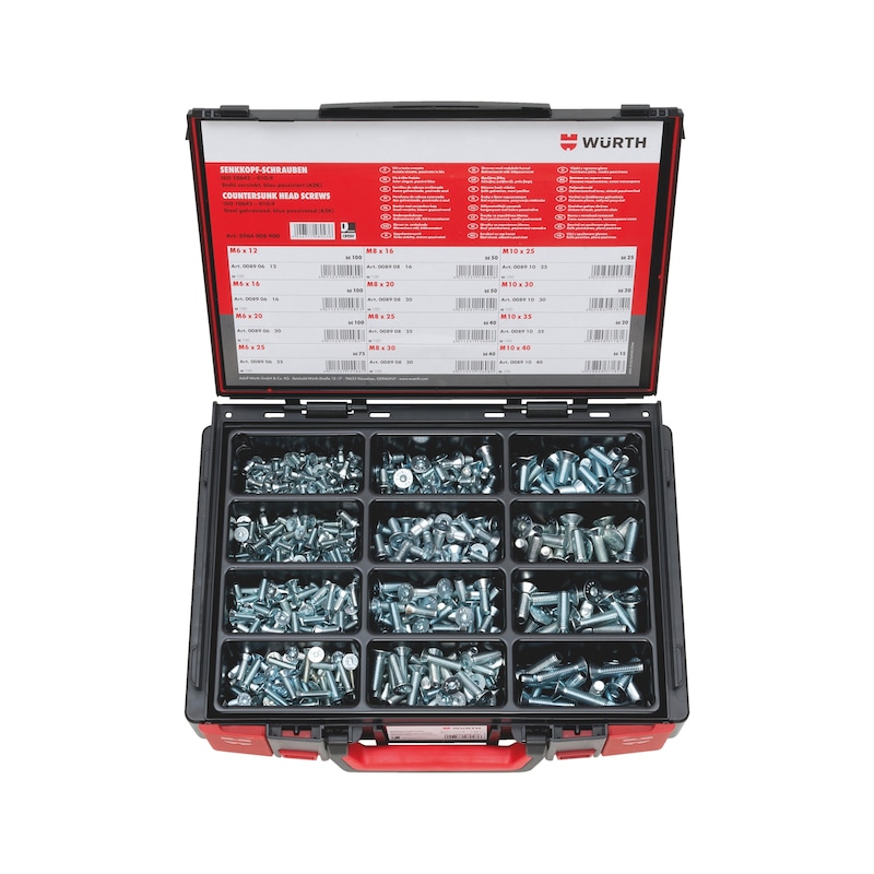 Coffret de vis à tête fraisée ISO 10642 acier zingué Sysko | WURTH