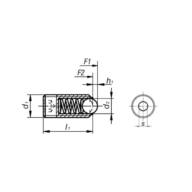 Buy Spring plunger, ball, stainless steel online