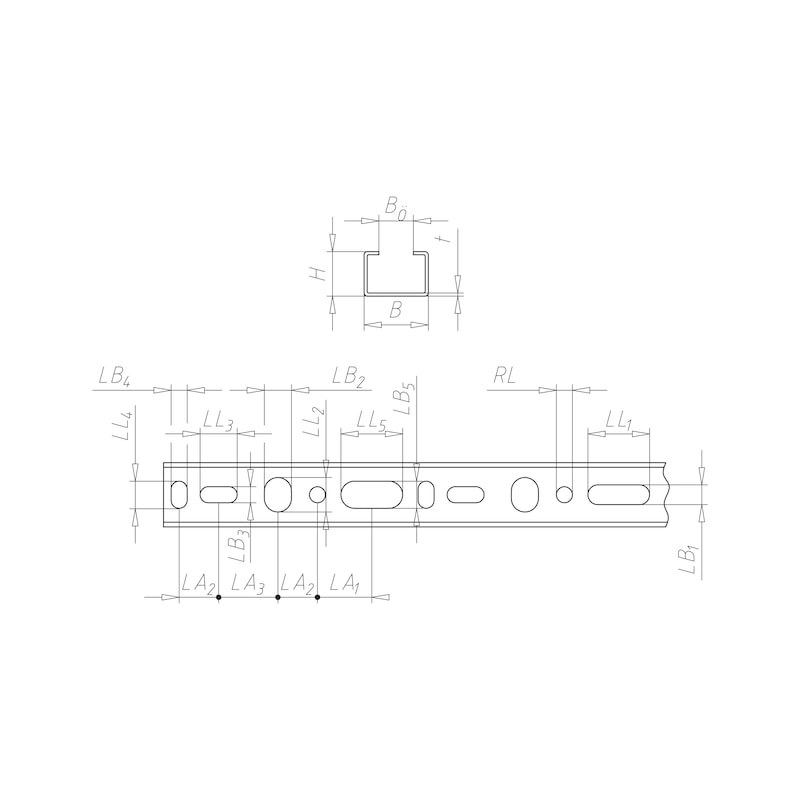 Rail de montage Varifix 26/18 pour supportage | WURTH
