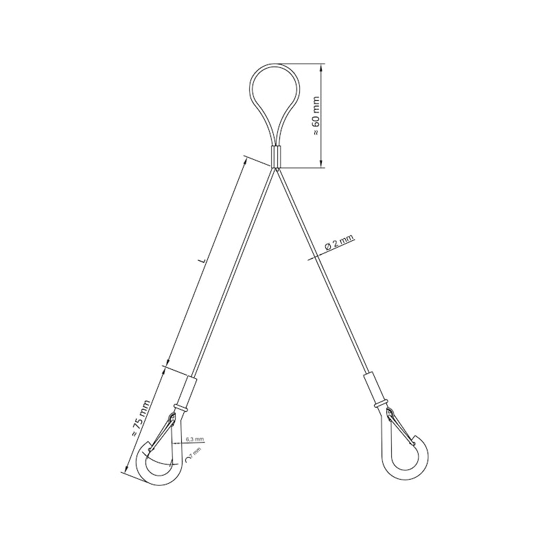 Buy Wire cable ending with two hooks online