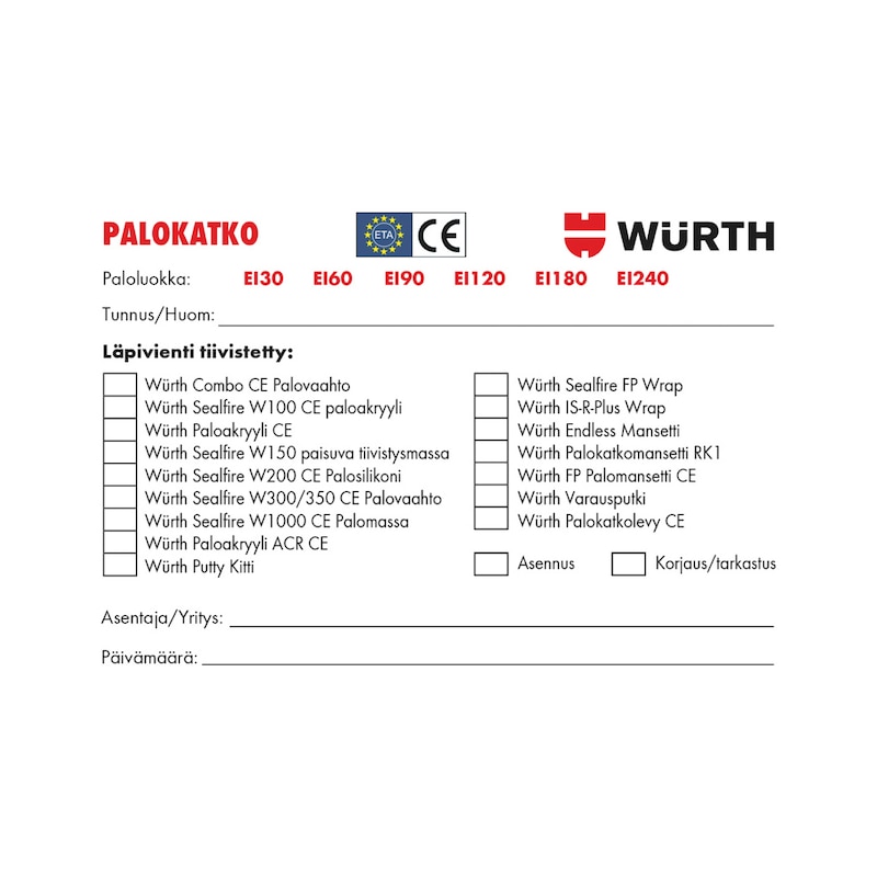 CE fire protection sticker from eShop