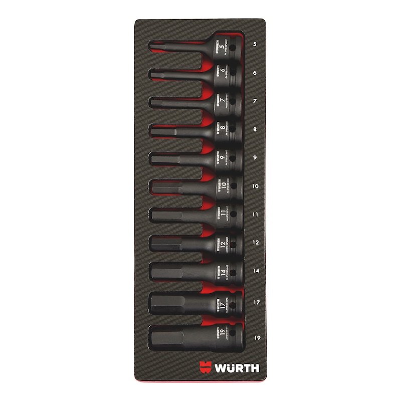 Alvéole 2.4.1 avec douilles à chocs six pans 1/2 pouce - 11 pcs | WURTH