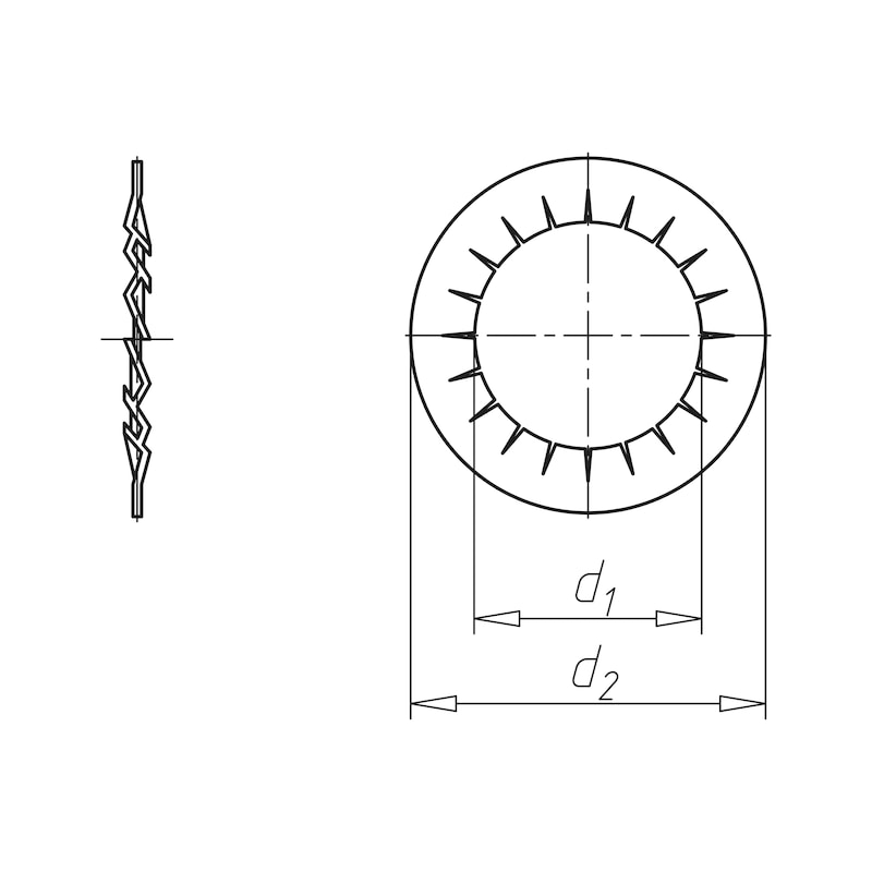 Buy Serrated lock washer, internally serrated, shape J DIN 6798 zinc ...