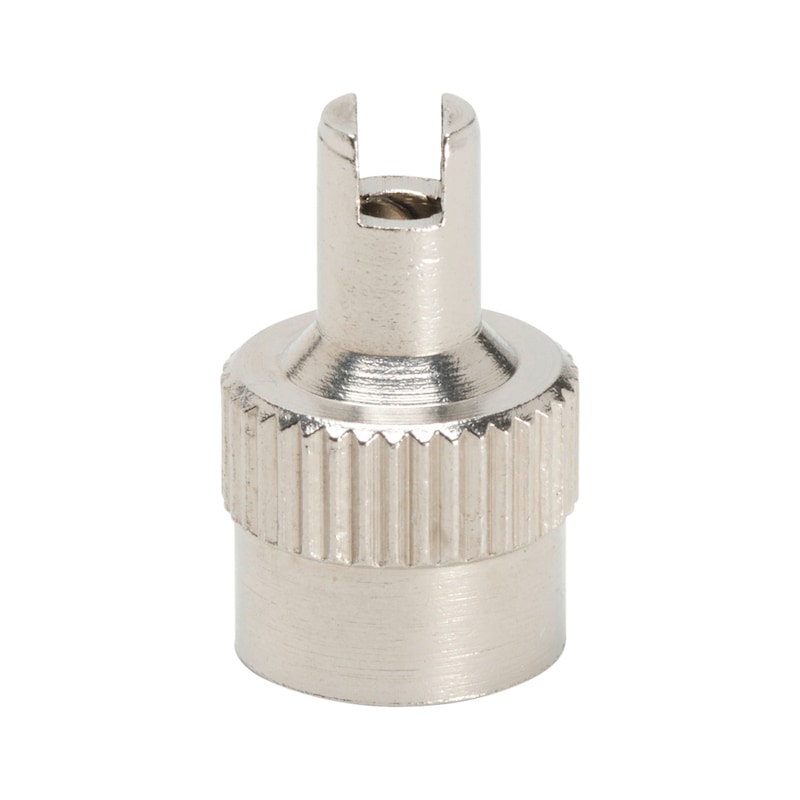 Valve cap brass/nickel plated, with key with seal from eShop