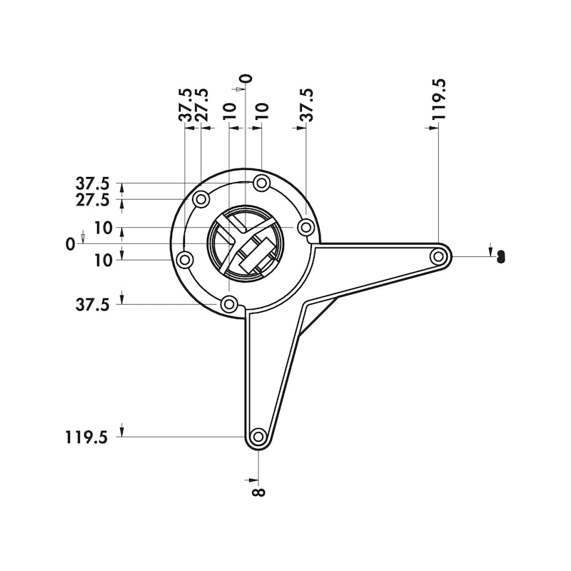 Table leg round, height adjustable