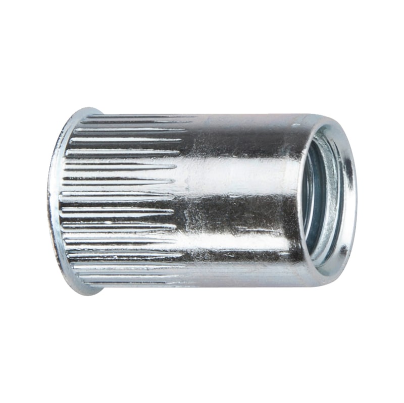 Buy Rivet nut, steel, galvanised, small, open, inden. online