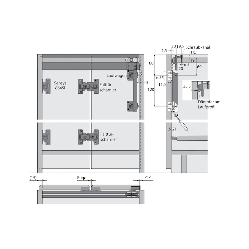 Falttürbeschlag WingLine 230 online kaufen | WÜRTH