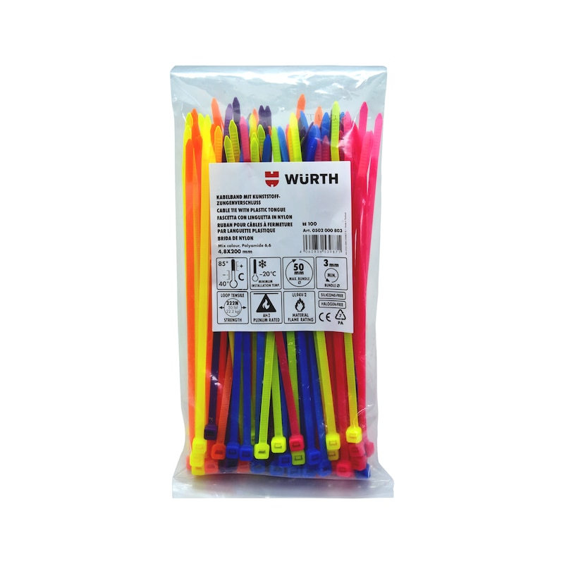 Buy Cable tie set with mixed colours 100pcs online