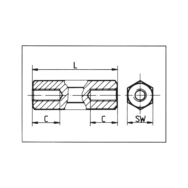 Entretoise filetage femelle/femelle laiton pour électricité | WURTH
