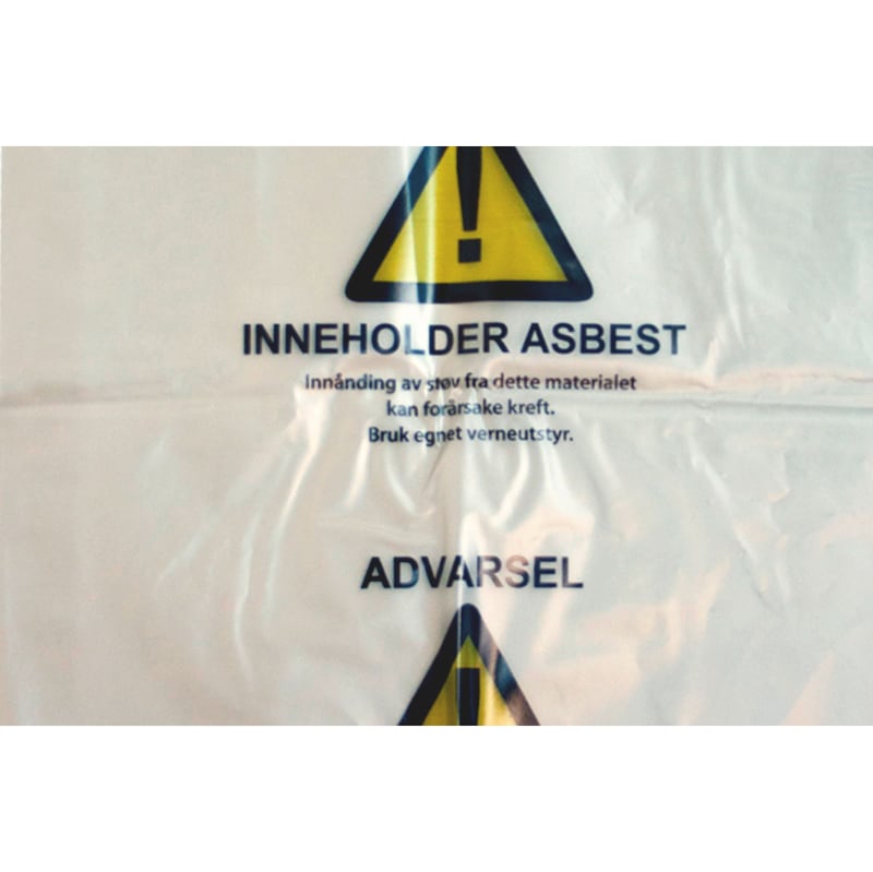 Kjøp Avfallssekk transparent, merket „INNEHOLDER ASBEST“ på nett