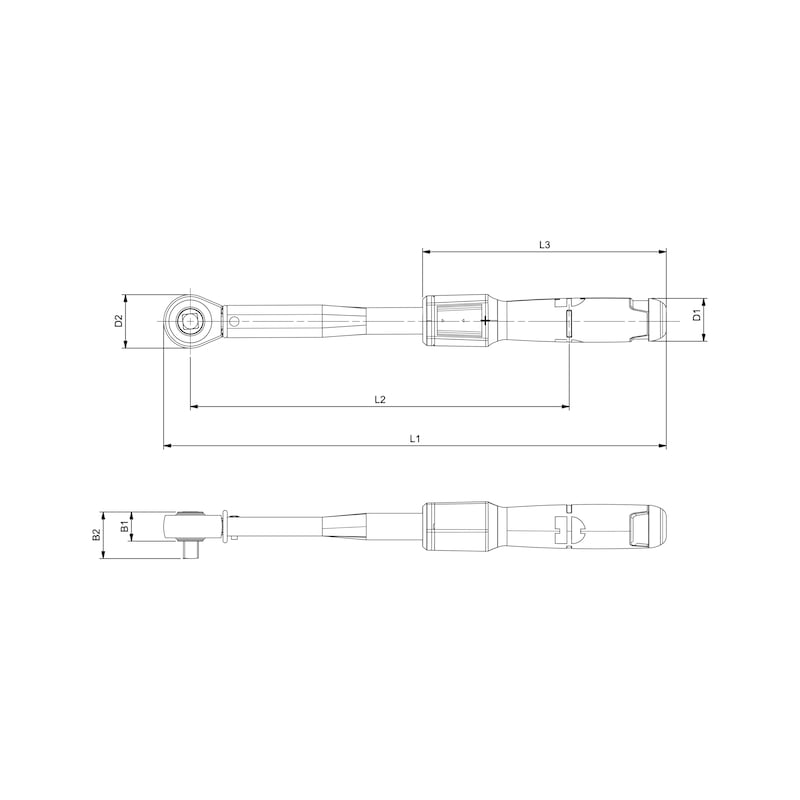 Torque wrench push-through ratchet 1/2 in Premium