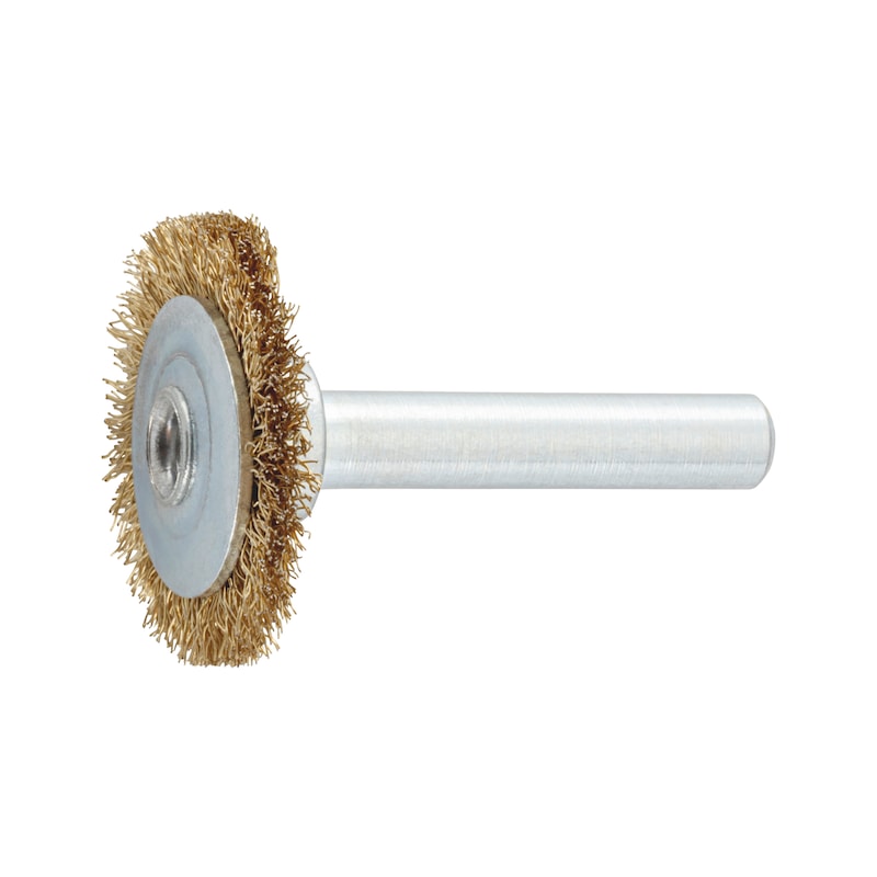 Buy Spindle-mounted wheel brush with steel wire brass-plated online
