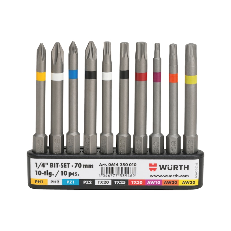 Buy Bit assortment 1/4 inch, belt clip, 10 pcs online | WÜRTH