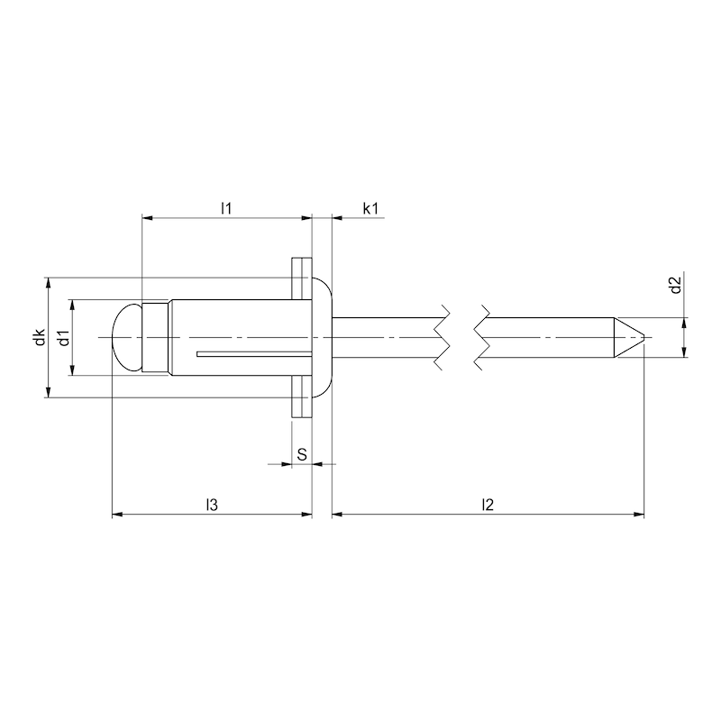Rivet aveugle pétale - tête plate large - alu/alu | WURTH