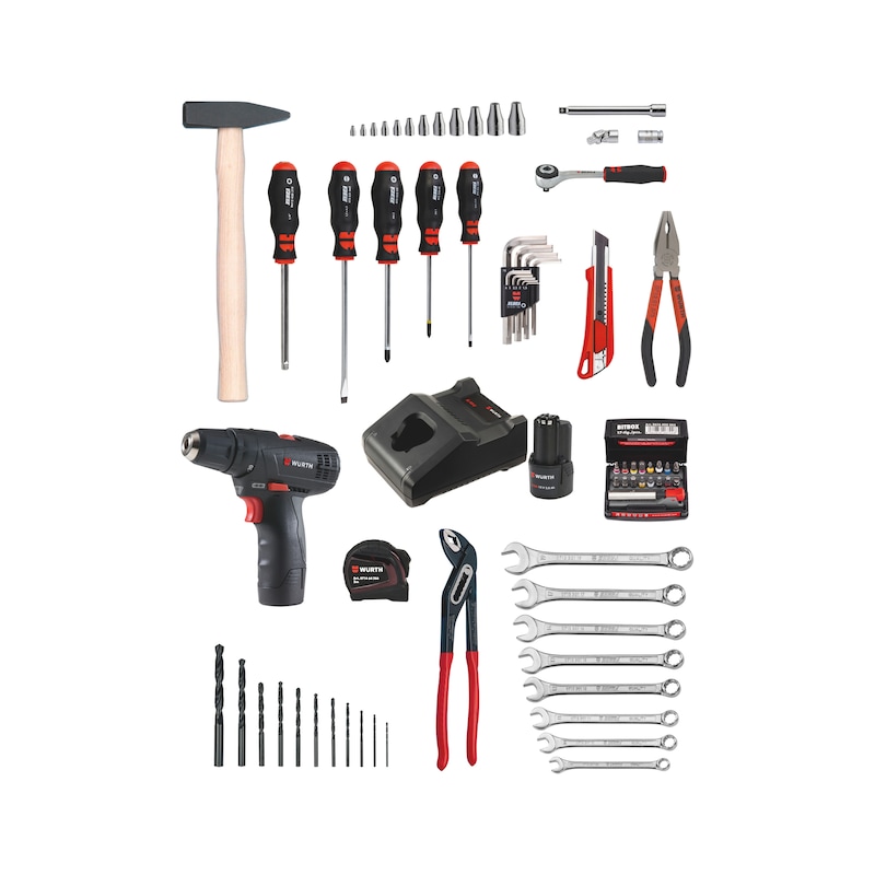 Tool assortment with cordless drill/driver 75 pcs from eShop