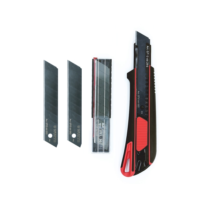Cutter knife 2C with slide and blades set 14 pcs | WÜRTH