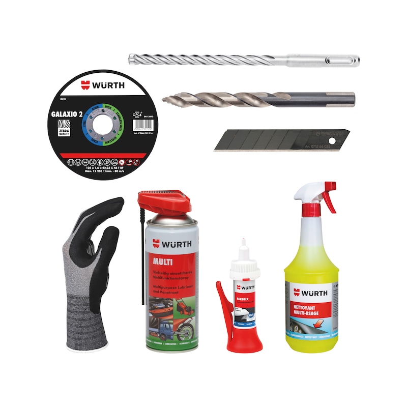 Kit de produits découverte : outils coupants, chimiques et gants | WURTH