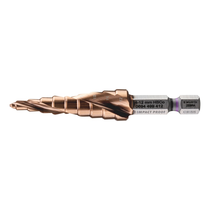 Spiralstufenbohrer Sechskant 69 mm, Schaft Ø 1/4 in mm, | WÜRTH