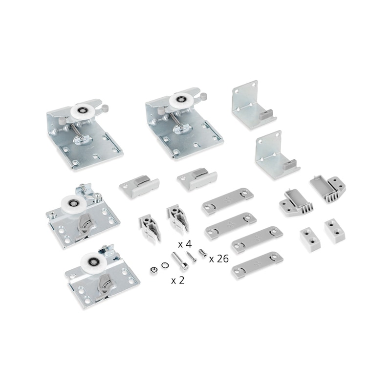 Buy Sliding door fitt. set, adjustable, Emuca 54 pcs. online