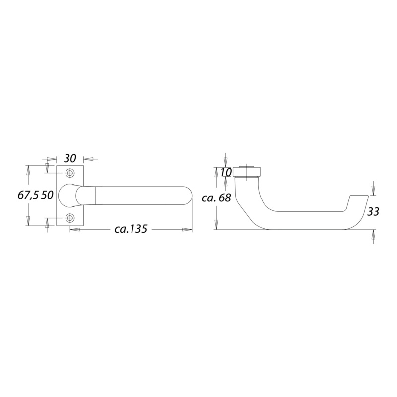 Drückerlochteil U-Form, kantig mit Rosette (7212231308) online kaufen ...