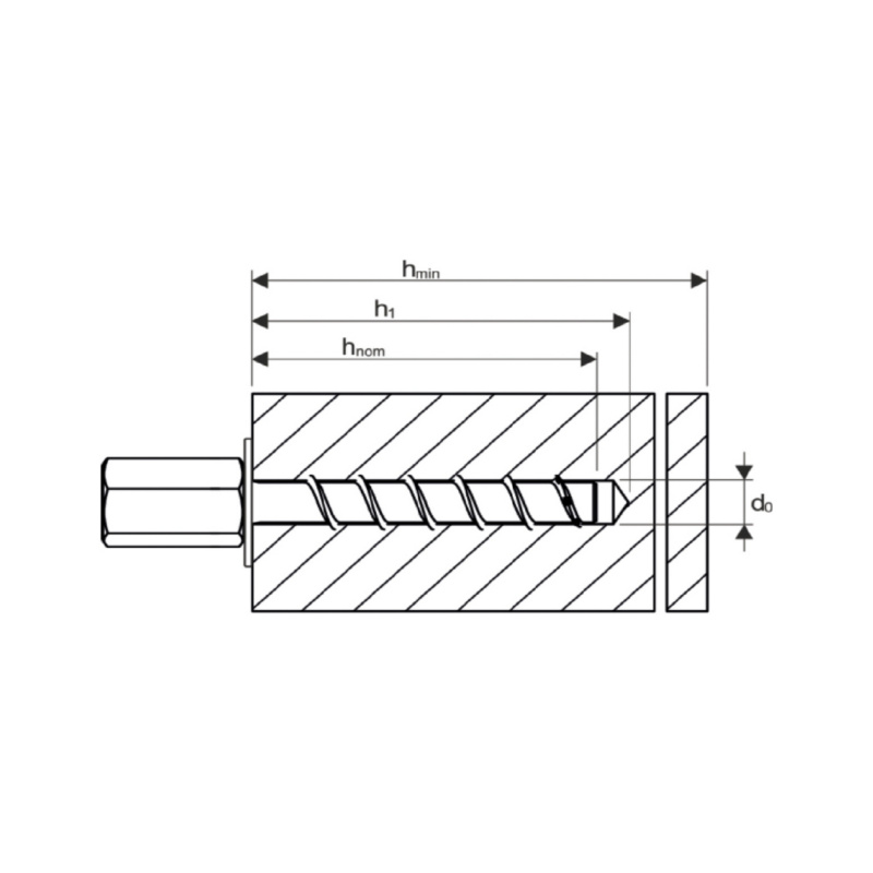 TSM L steel zinc-plated screw anchor with M8/M10 female thread and ...