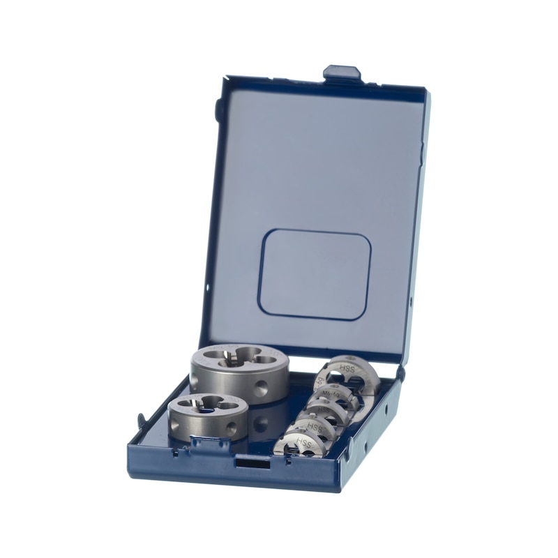 ORION Pafta, set HSS M3–M12, ön oluklu ve 1,75 dişli pah