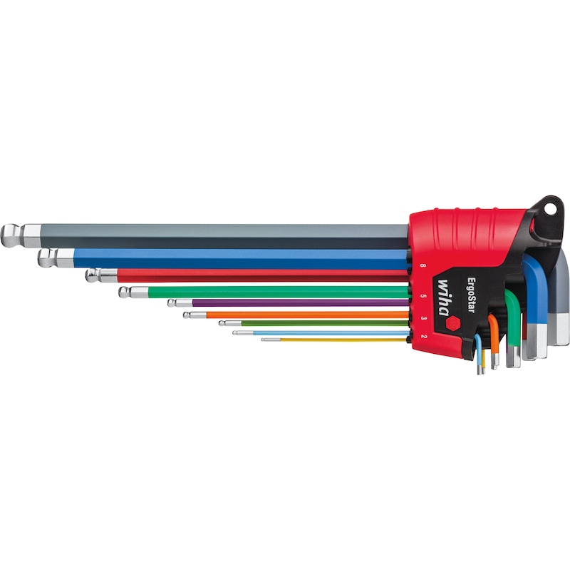 Juego llaves Allen hexag. WIHA, 9 unidades, 1,5–10 mm, de colores ...