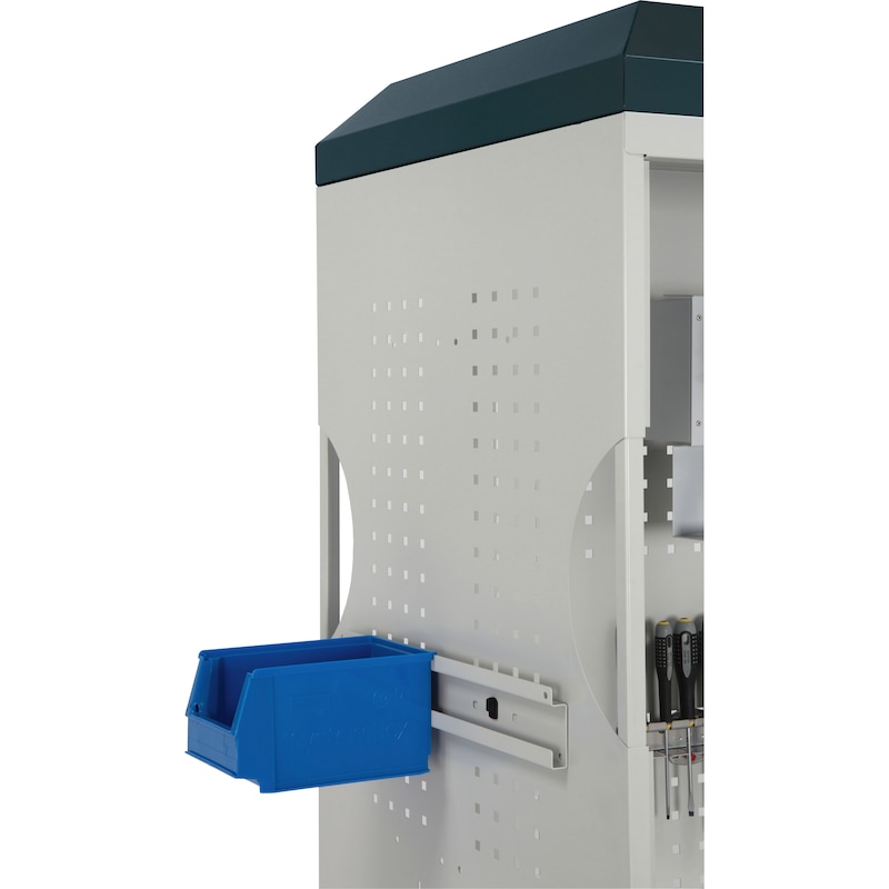 HK support rail for storage boxes, WxDxH: 450x18x80 mm, RAL 7035