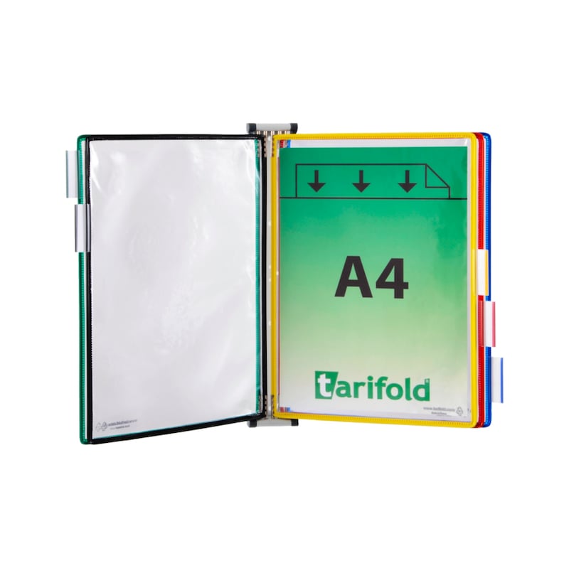 TARIFOLD Sistema panel visualiz. para pared con 5 paneles transp. chapa ...