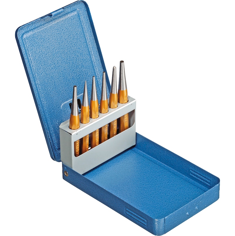Buy GEDORE Drift punch set with centre punch, 6 pieces, in sheet-steel box