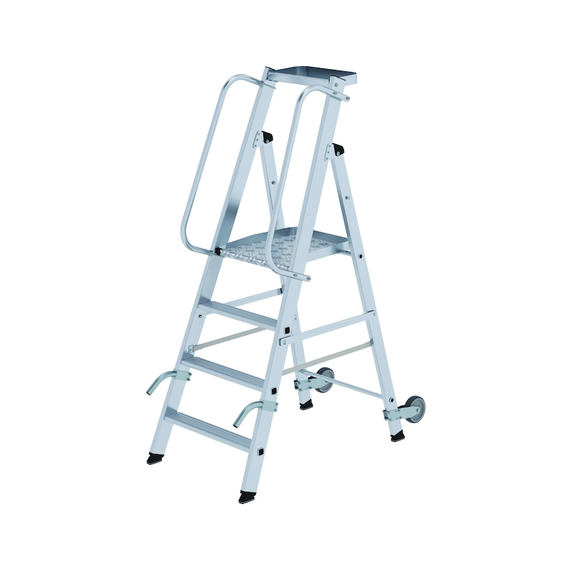 GÜNZBURGER tekerlekli ve tutamaklı platform merdiven, 4 bsmk, depolama ...