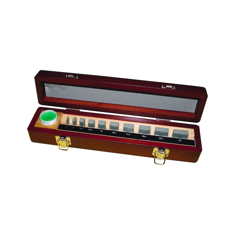 MITUTOYO gauge block set, steel, 10 pieces, tol. class 0, with ...