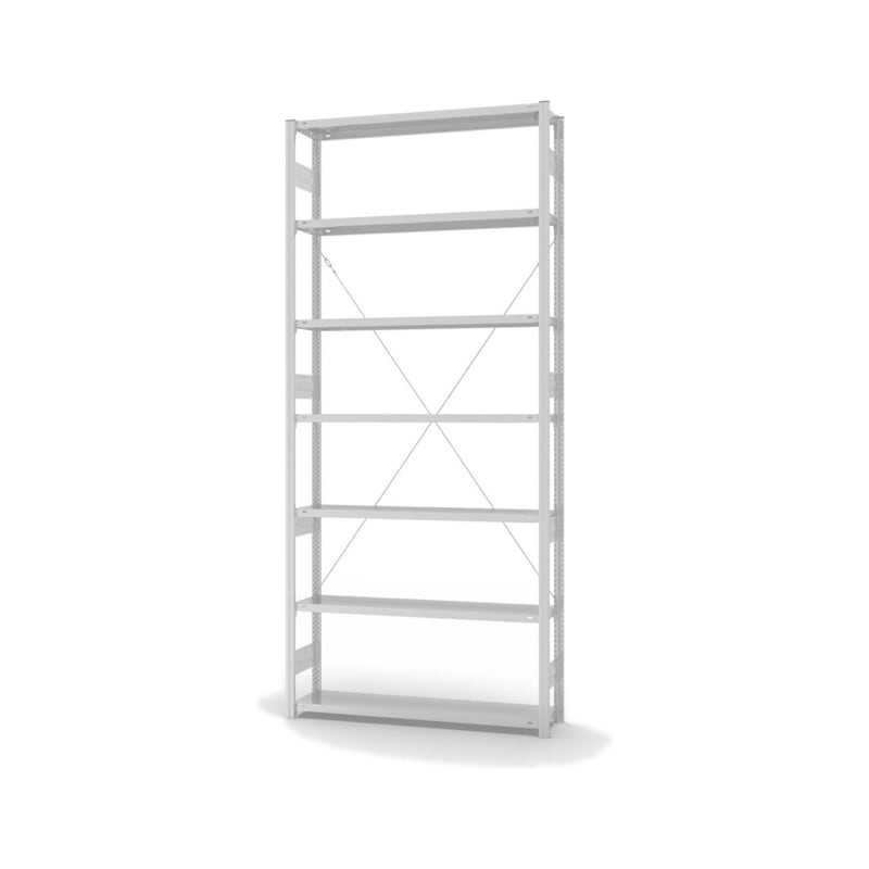 HOFE shelving rack basic bay 1,300x300 mm, 7 shelves, lt grey 300 kg HKG30313XS