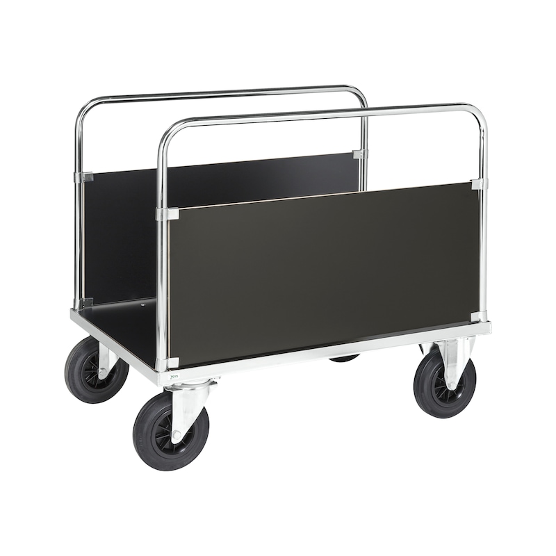 KONGAMEK Platform trolley series 500 with 2 longitudinal walls, zinc plated