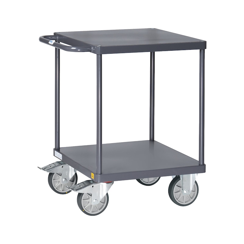 FETRA ESD table trolley with two square sheet steel platforms