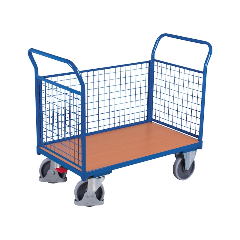 VARIOFIT sw-700.301 3-wall trolley with wire grid, LxWxH 950 x 450 x 945 mm