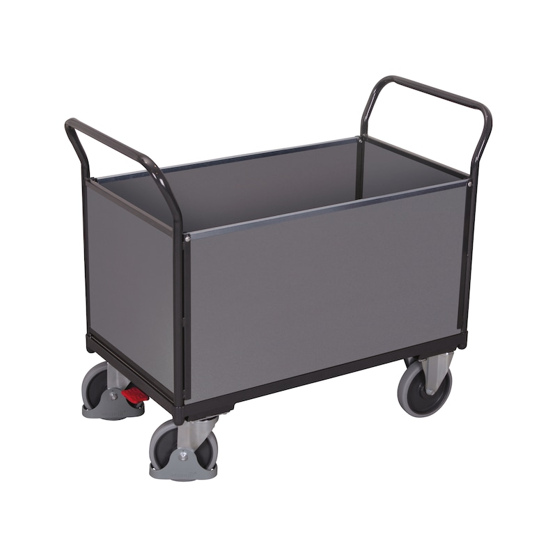 VARIOFIT Platform trolley with 4 sidewalls made of engineered wood