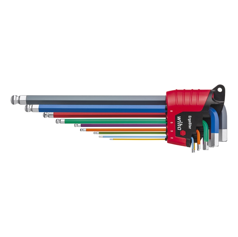 WIHA hex key set hexagon ball end 10-piece colored luminous 43850