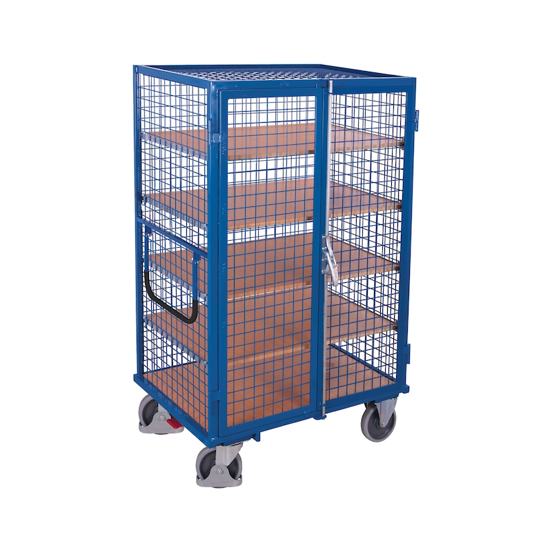 VARIOFIT Cabinet trolley made of wire mesh with four shelves