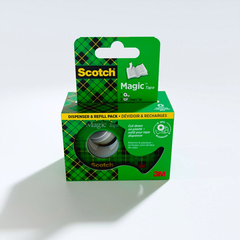 3M Scotch (R) Magic (TM) adhesive tape 19 mm x 7.5 m 2 rolls dispenser ...