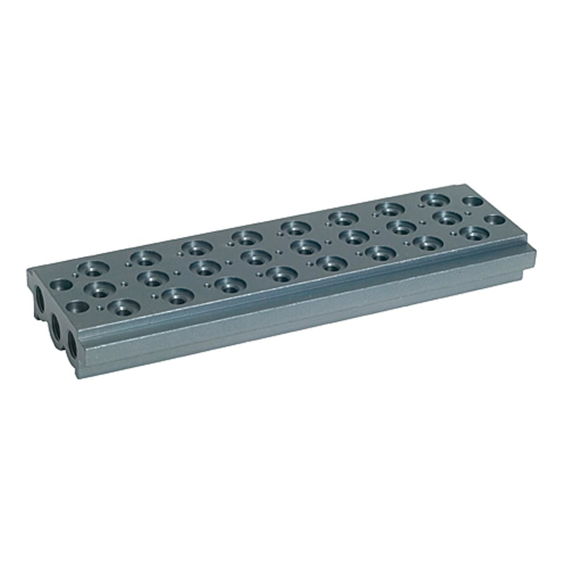 Multiple base plate for directional control valves with eight valve ...