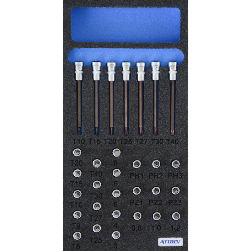 ATORN Hard foam insert equipped with socket set 1/4, 31 pieces