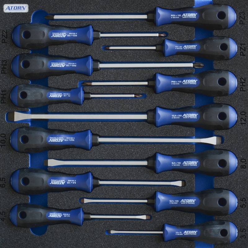 ATORN Hard foam insert equipped with screwdrivers 6, 13 pieces