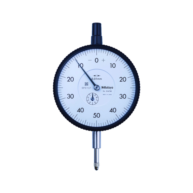 Mitutoyo 3047AB dial gauge, measuring range 10 mm scale 0.01 mm, flat cover