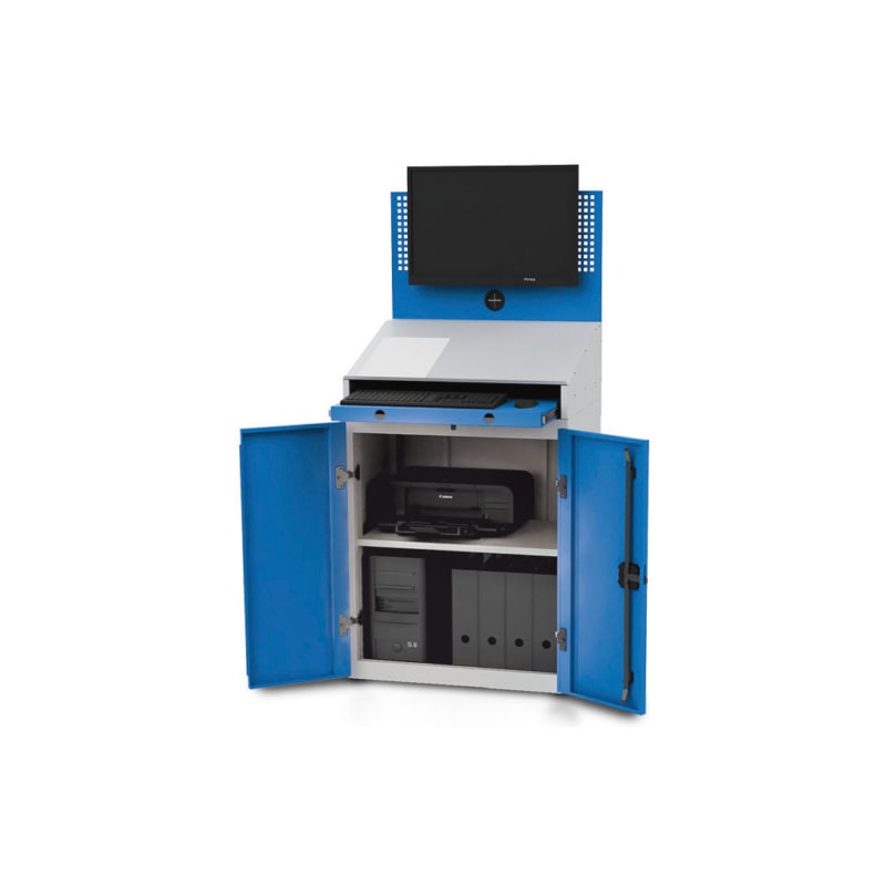 Stationary computer cabinet depth 500 mm with perforated panel, hinged ...
