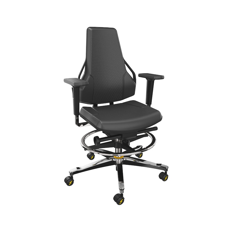 DAUPHIN Tec Identity ESD, Counter, PU black, 3F armr. black, hard castors