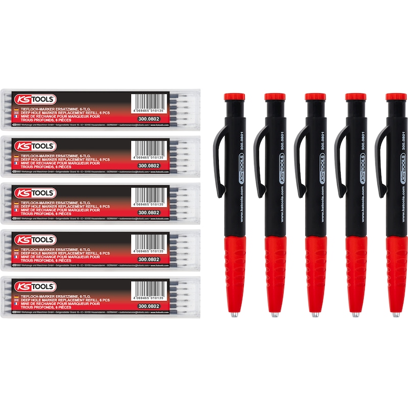 2-in-1 mechanical pencil and deep hole marker set, 8 pieces, pack of 5