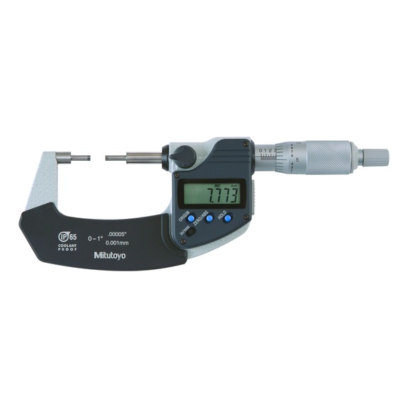 MITUTOYO digital micrometer with small measuring surfaces 2 mm 0–1 inch ...