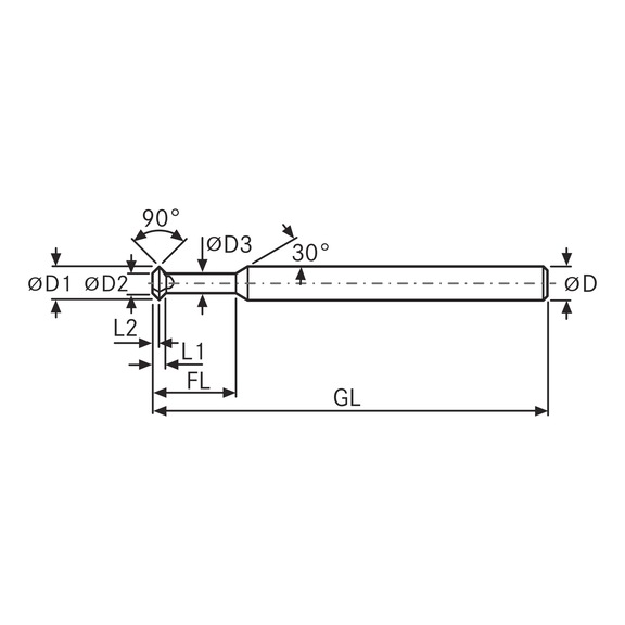Ebavureur avant et arrière 90 degrés ATORN SC-TiAlN 1,9 mm court queue HA